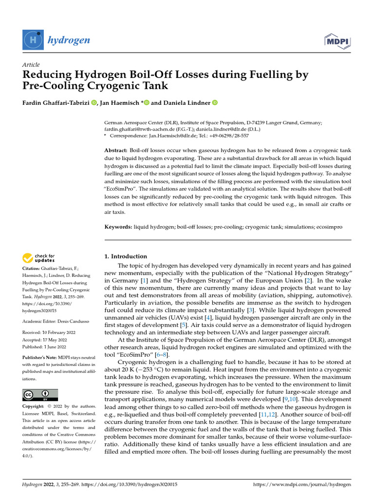 Reducing Hydrogen Boil-Off Losses During Fuelling | PDF | Cryogenics ...