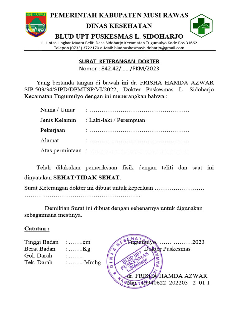 Surat Keterangan Dokter | PDF