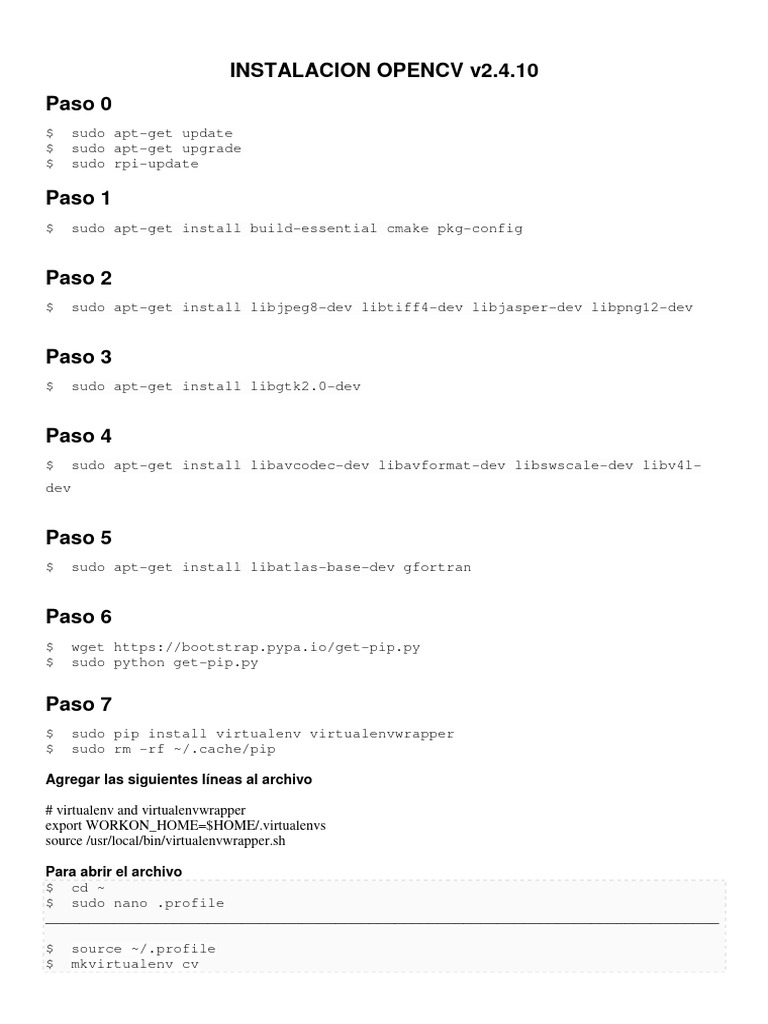 Instrucciones Instalacion OPENCV | PDF | Utility Software | Unix
