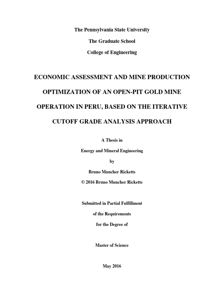 Economic Assessment and Mine Production Optimization of An Open-Pit ...