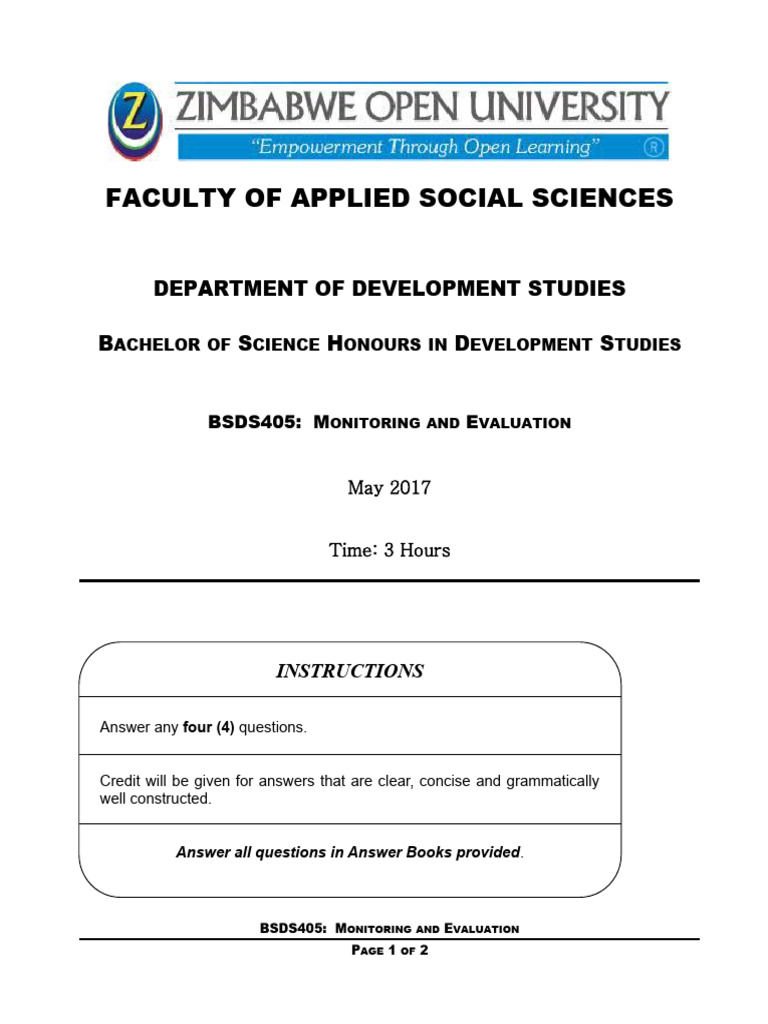 Faculty of Applied Social Sciences: Department of Development Studies B ...