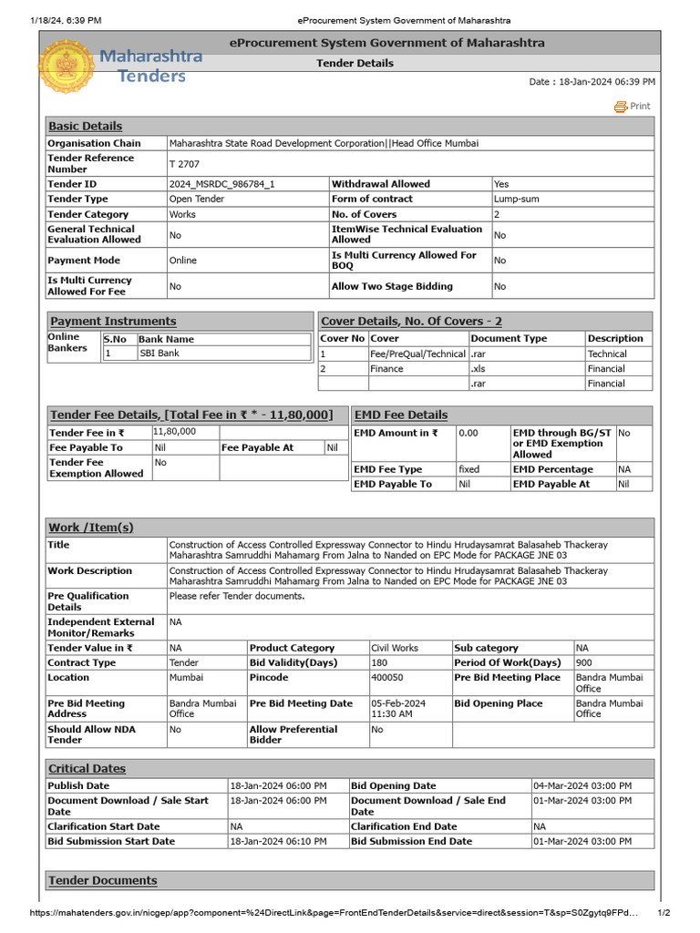 Eprocurement System Government of Maharashtra | PDF | Money