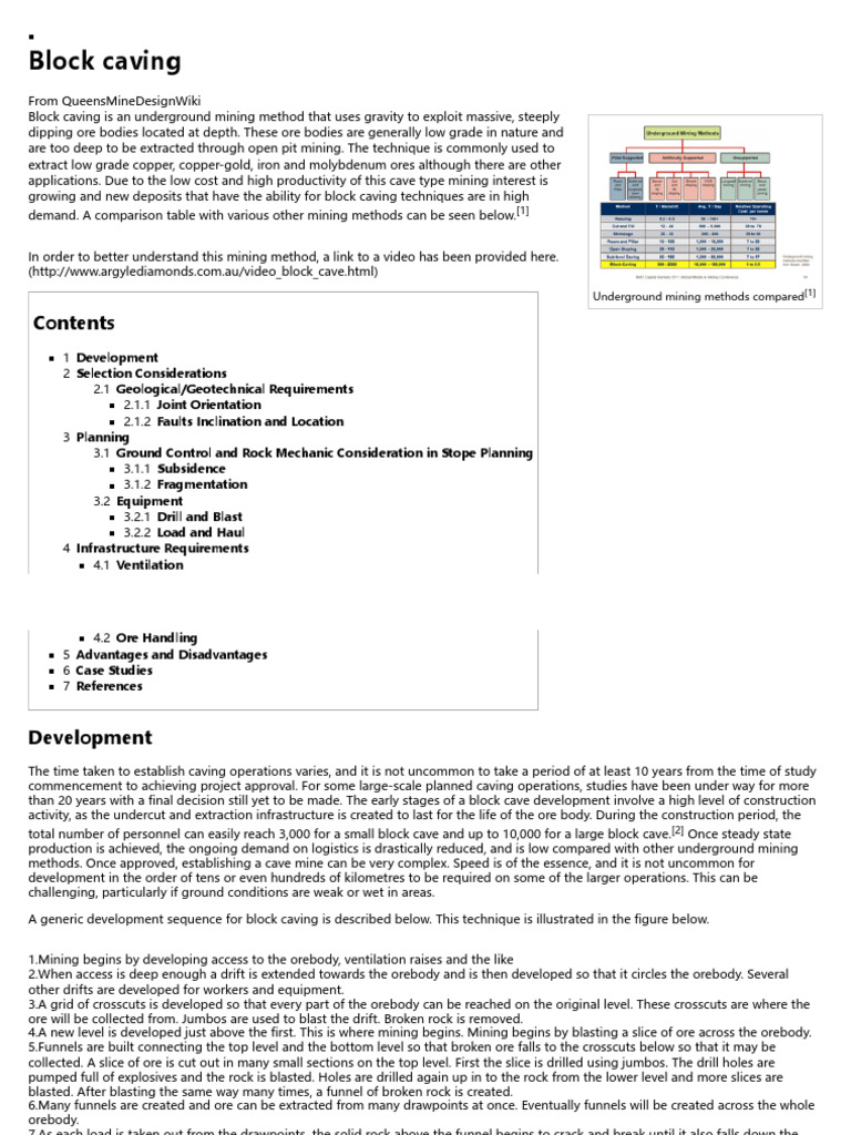 Block Caving - QueensMineDesignWiki | PDF | Fault (Geology) | Mining