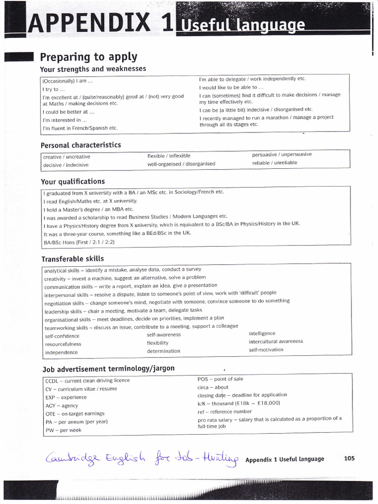 Appendix Job Hunting | PDF | Bachelor Of Science | Leadership