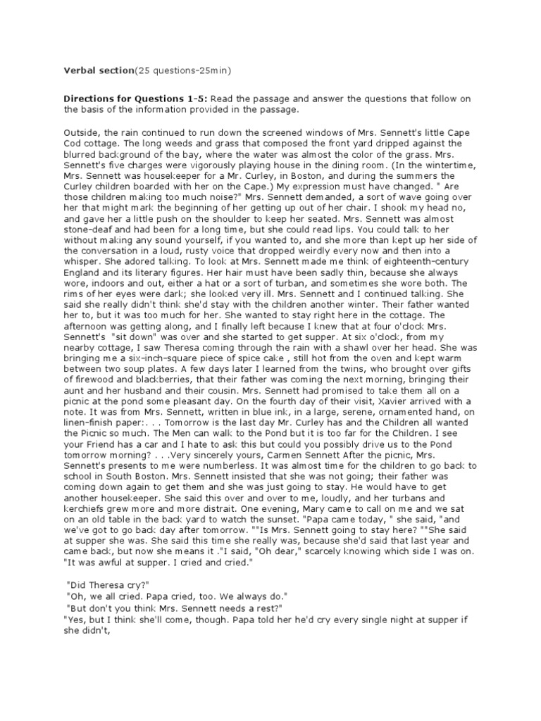 CTS Aptitude Exam-Verbal Section Paper4 | PDF | Sea | Mountains