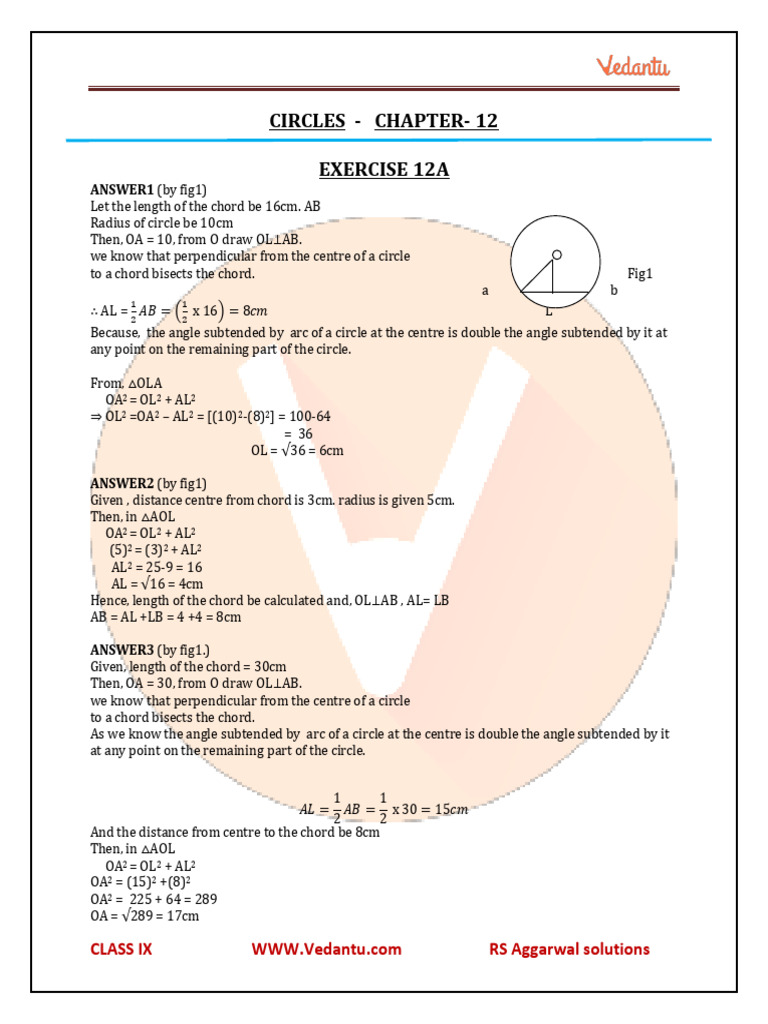 RS Aggarwal Class 9 Solutions Chapter-12 Circles | Download Free PDF | Circle | Elementary Geometry