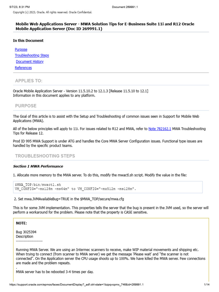 Mobile Web Applications Server - MWA Solution Tips For E-Business Suite 11i and R12 Oracle ...