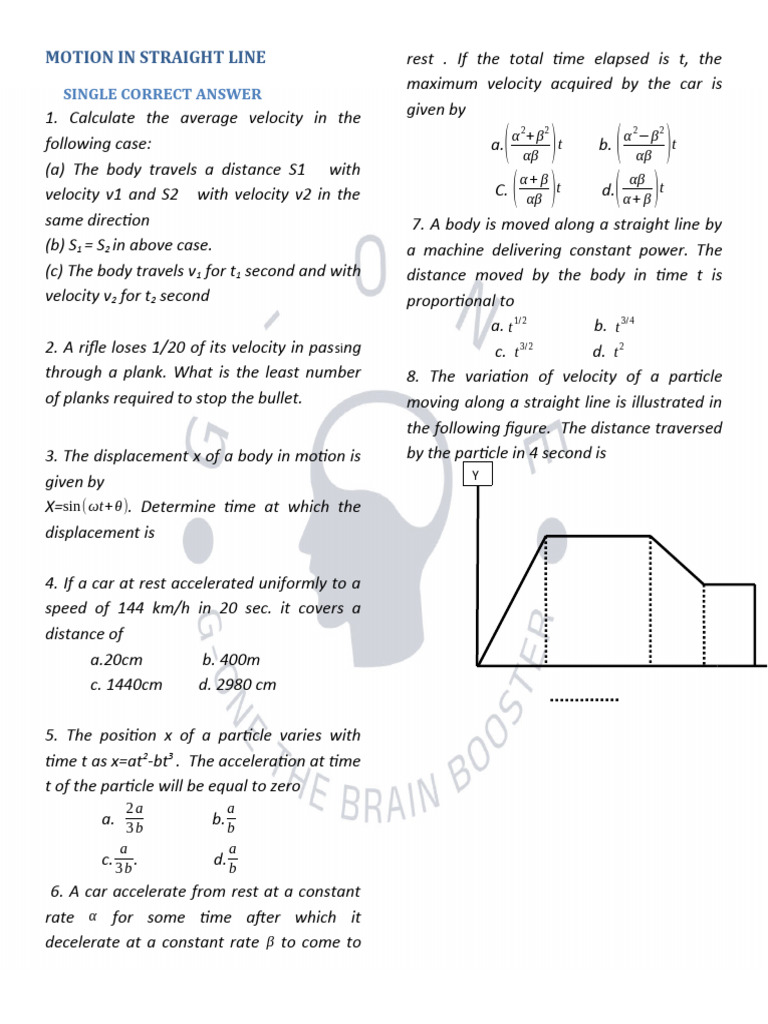 Motion in Straight Line | PDF | Acceleration | Velocity