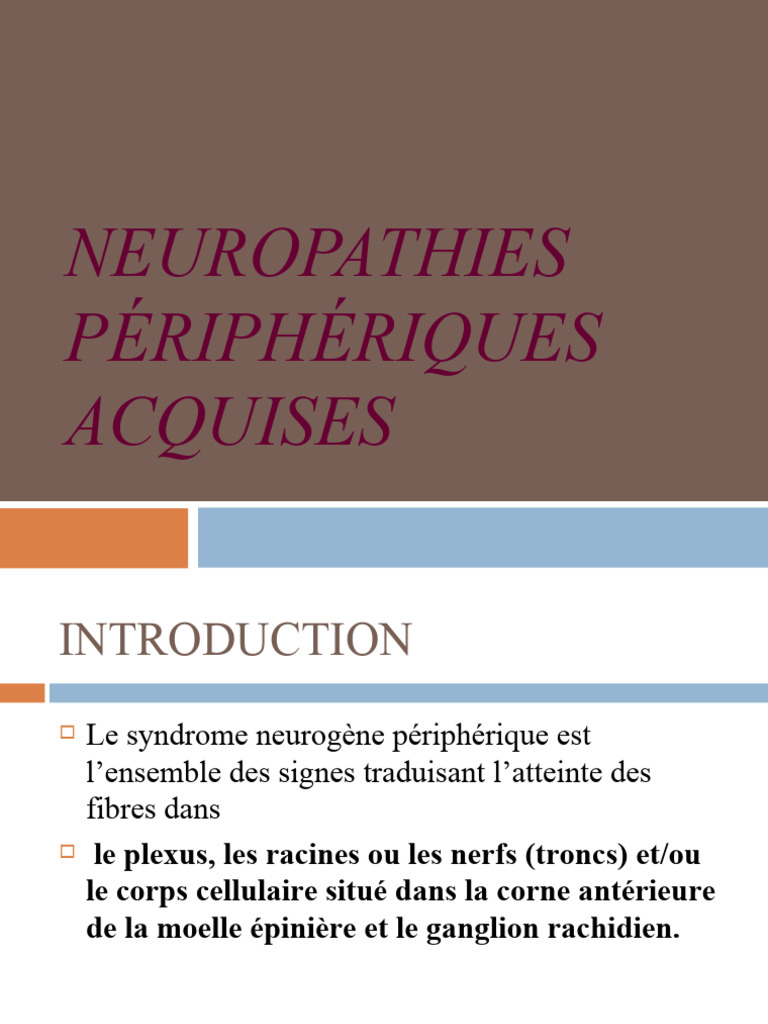 Neuropathies Périphériques Acquises : Types et Diagnostics | PDF ...