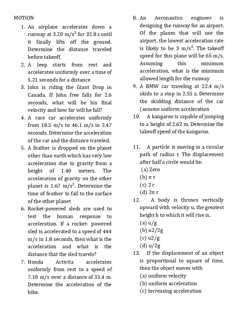 Basic Physics Question | PDF | Dynamics (Mechanics) | Mechanical ...