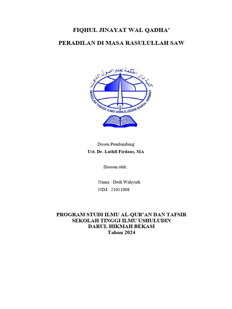 Peradilan Di Masa Rasulullah Saw | PDF