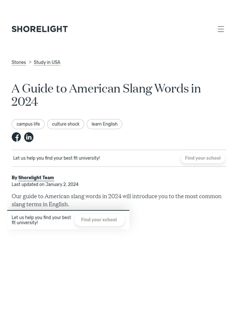 Top 10 American Slang Words in 2024 - Shorelight | PDF | Fraternities And Sororities | Adjective