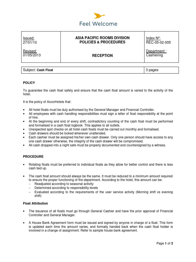 Rec-05-02-005 - Cash Float | PDF | Cheque | Float (Money Supply)