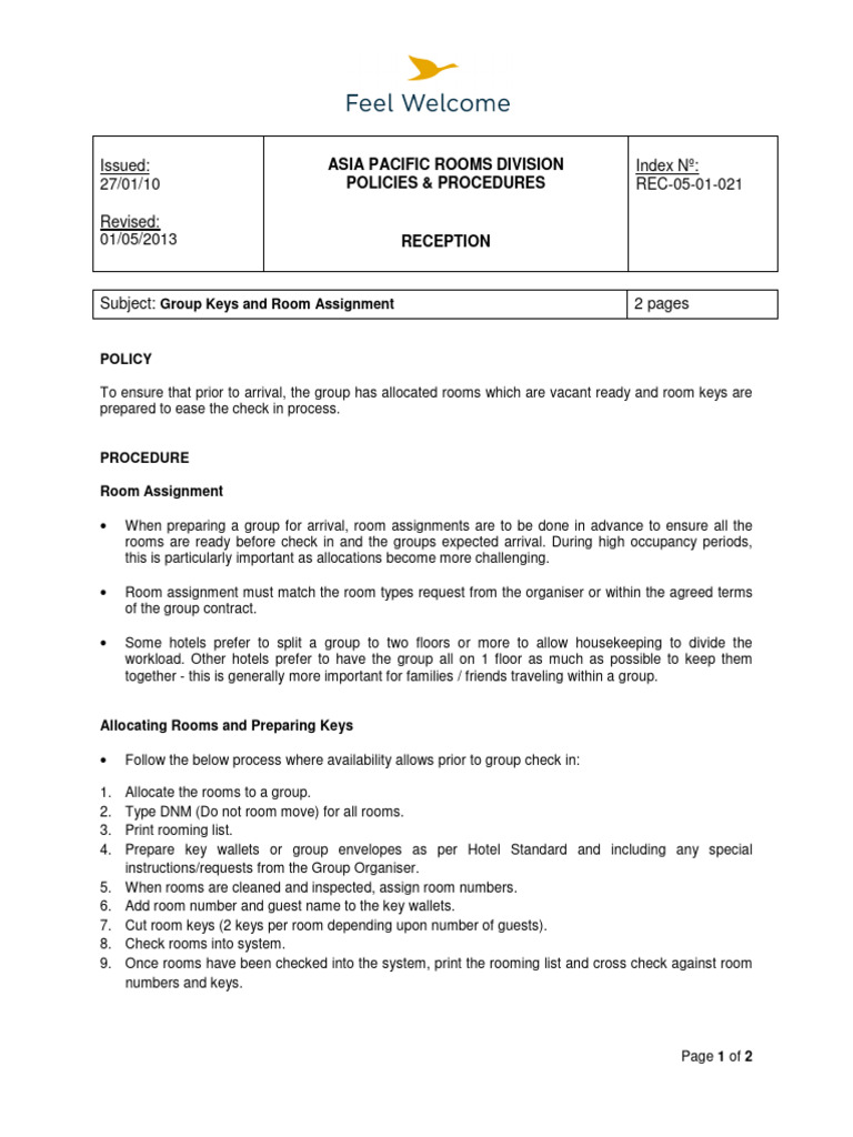 Rec-05-01-021 - Group Keys and Room Assignment | PDF | Business | Computers