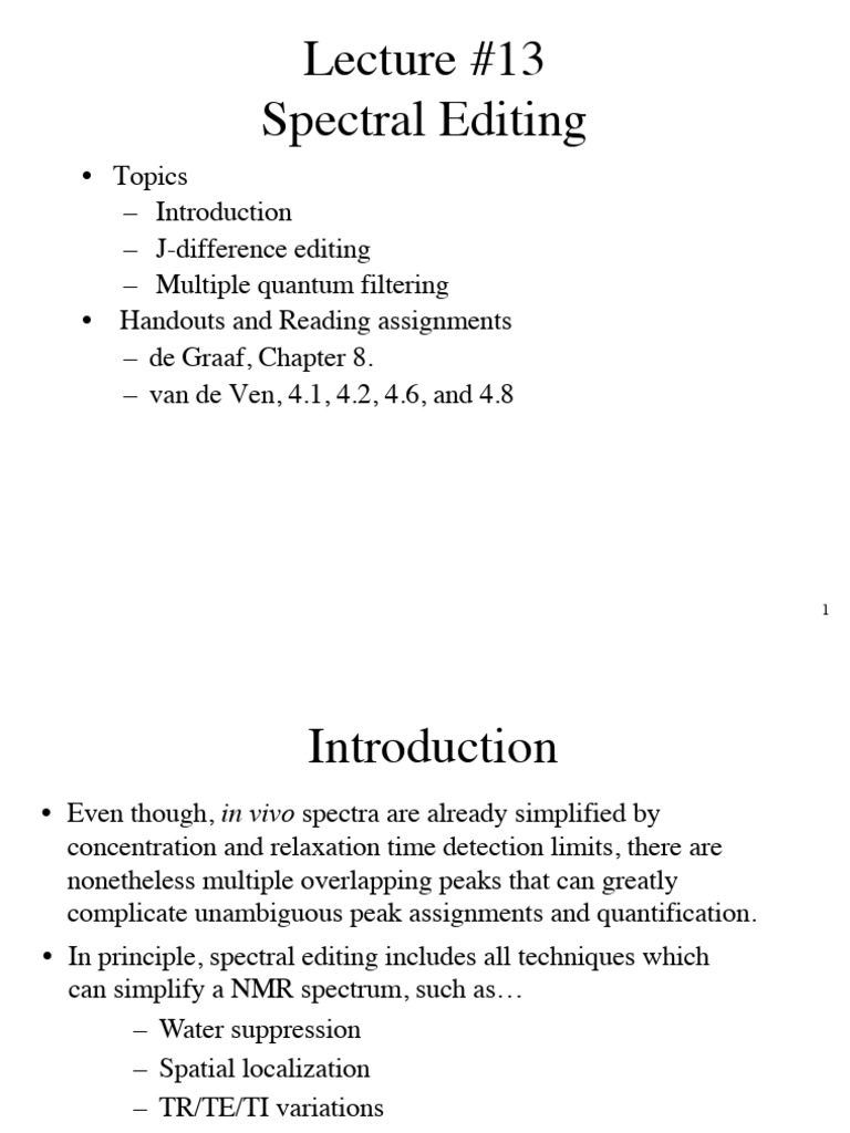 Lecture13 2019 Spectral Editing | PDF | Nuclear Magnetic Resonance Spectroscopy | Two ...