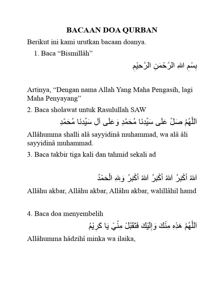 Doa Qurban Lengkap dan Urut | PDF