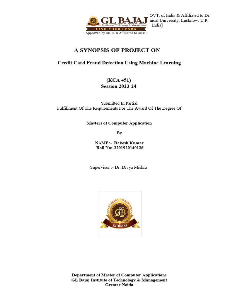 Synopsis format for MR | PDF | Machine Learning | Computer Security