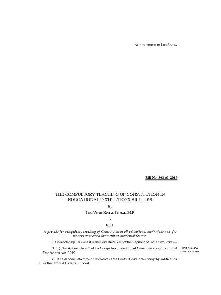 THE COMPULSORY TEACHING OF CONSTITUTION IN EDUCATIONAL INSTITUTIONS ...