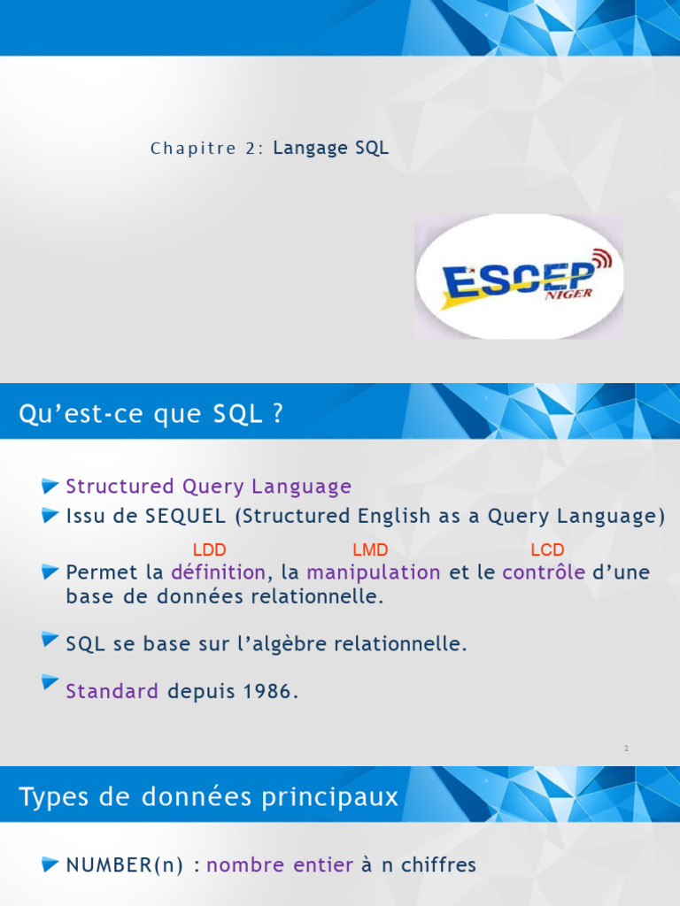 Chapitre 2 | PDF | SQL | Design de logiciel