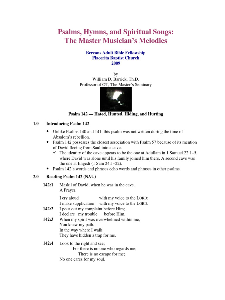 Ps 142 | PDF | Psalms | David