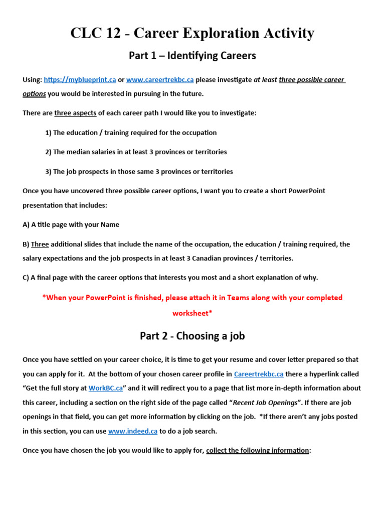 Career Exploration and Job Application Guide | PDF | Customer ...