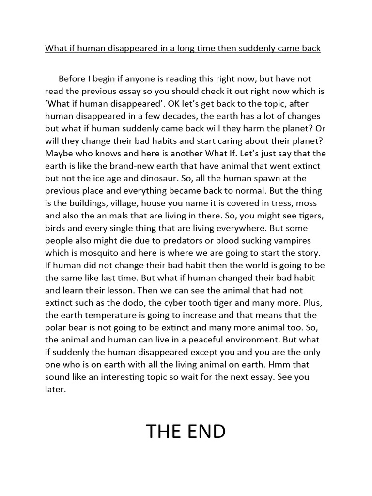 What If Human Disappeared in A Long Time Then Suddenly Came Back | PDF ...