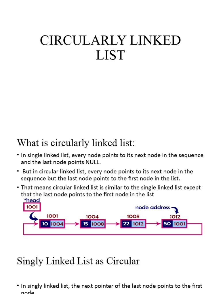 circularly linked list | Download Free PDF | Software Engineering | Computer Data
