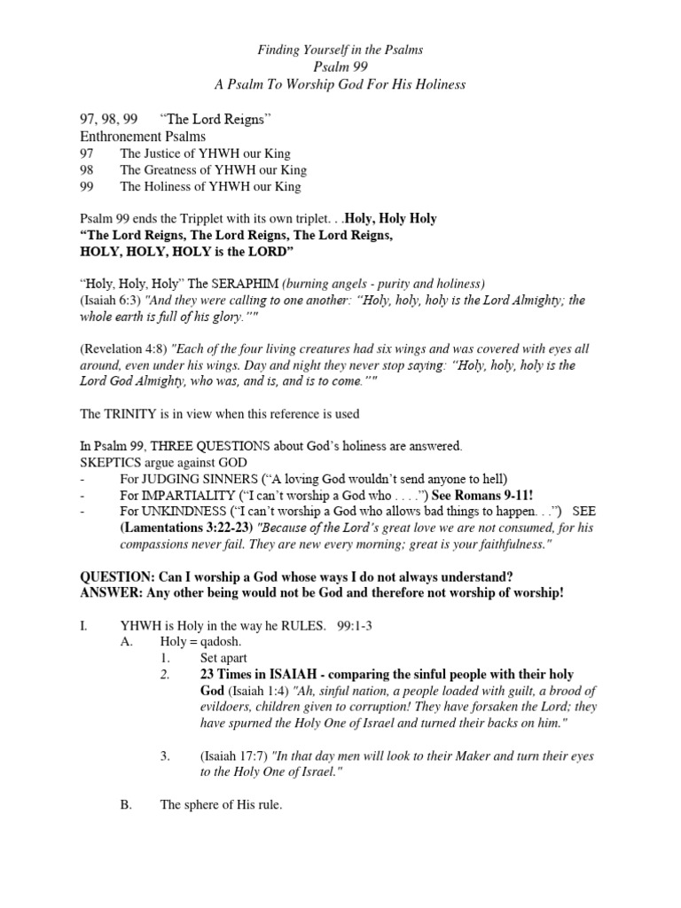 Psalm 99 A Psalm To Honor God For His Holiness Pdf God Religious