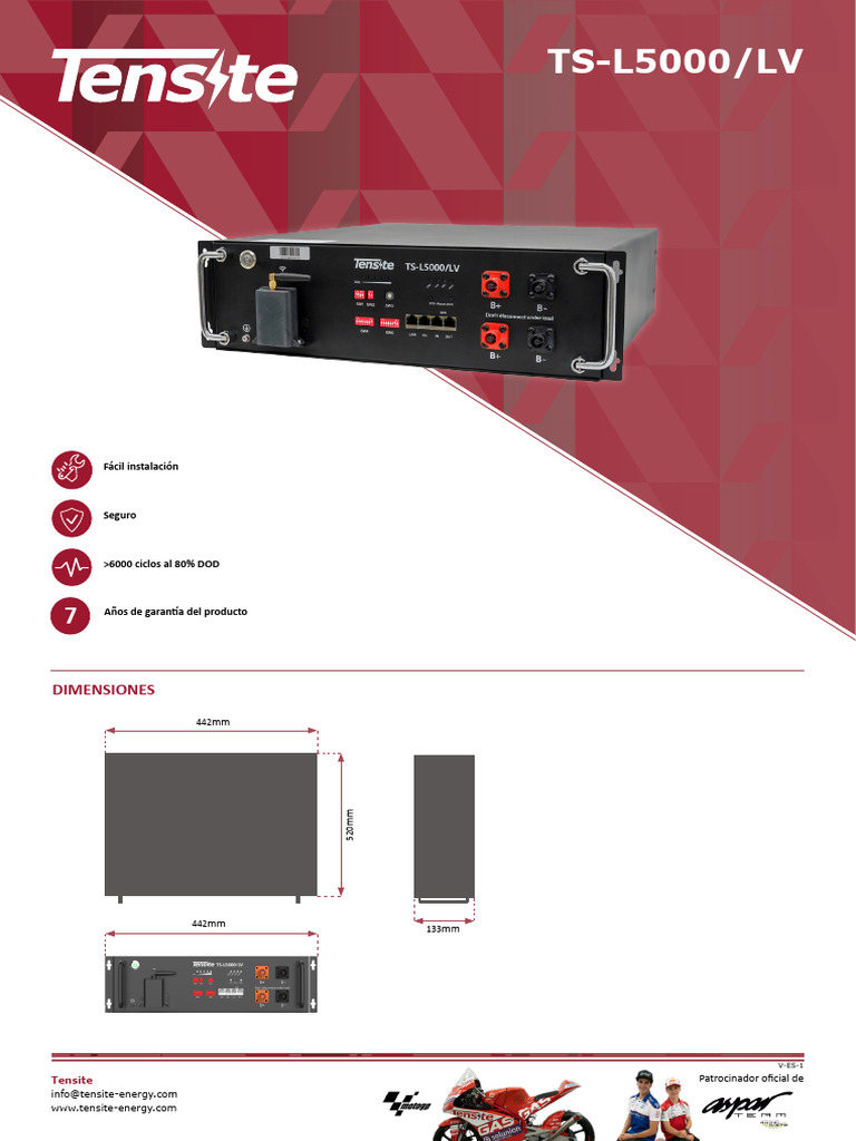 Ficha Tecnica Bateria TS L5000 LV Tensite | PDF | Metrología ...