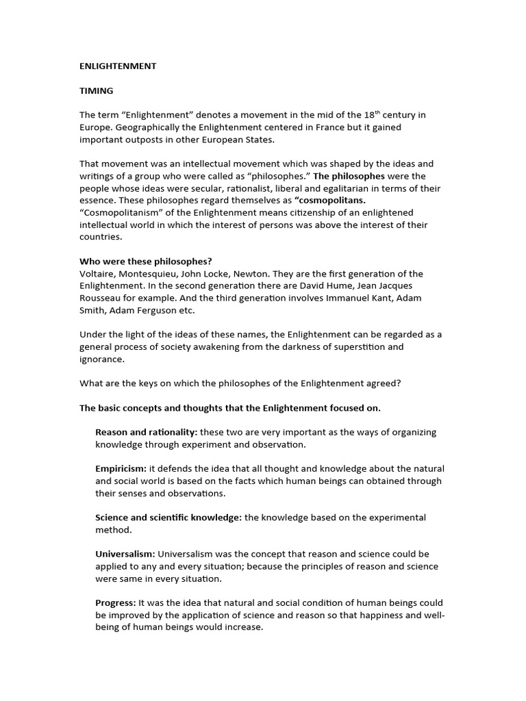 Enlightenment: Key Ideas and Figures | PDF | Age Of Enlightenment ...
