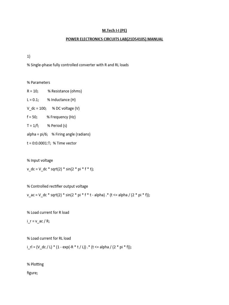 Power Electronics Circuits Lab Manual | PDF | Power Electronics ...