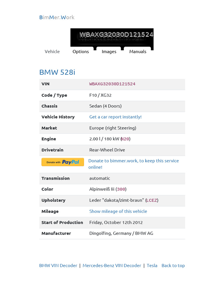 Bimmer - Work - Options For WBAXG32030D121524 | PDF | Bmw | Luxury Vehicles