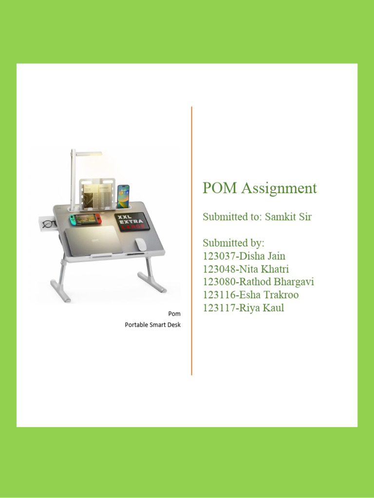 Pom Assignment Exe. Summary and Idea Generation | PDF | Laptop | Desk