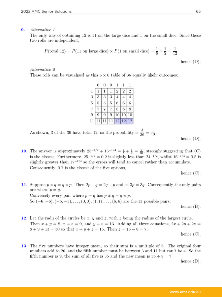 Probability and Math Problem Solutions | PDF | Dice | Mathematics