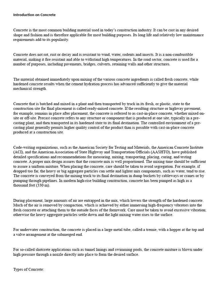 Concrete Introduction | Download Free PDF | Concrete | Cement