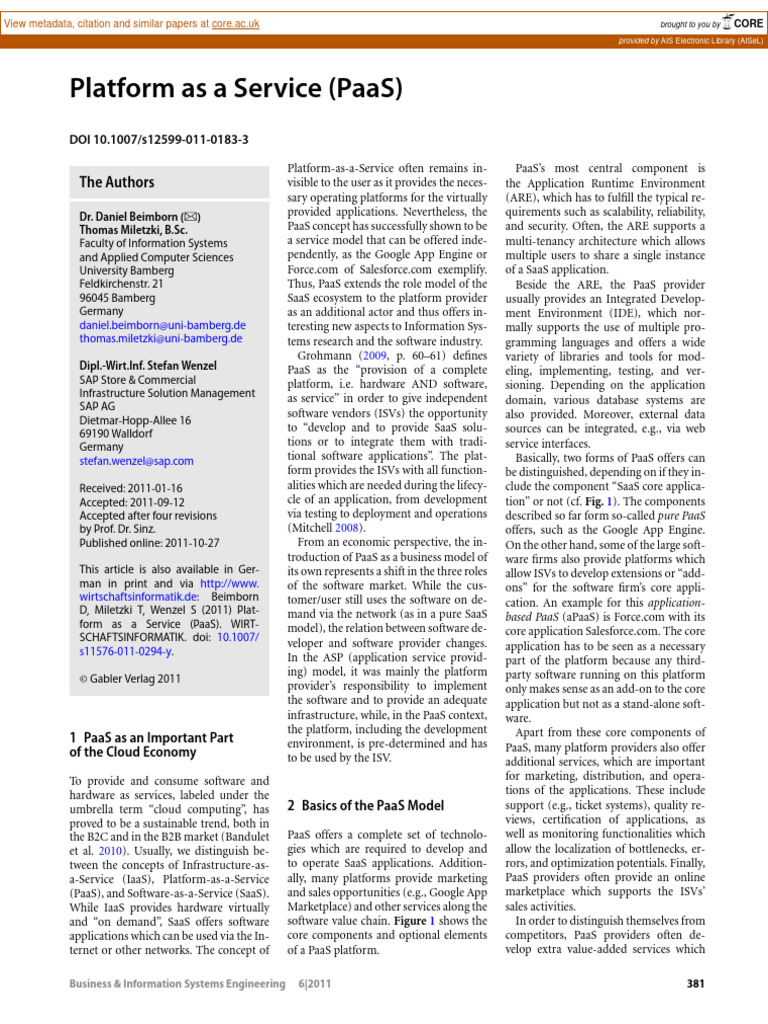 Platform As A Service (Paas) : The Authors | PDF | Platform As A ...