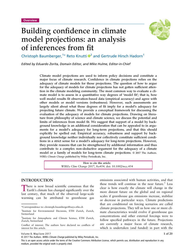 T - Building Confidence in Climate Model Projections - An Analysis of Inferences From Fit | PDF ...