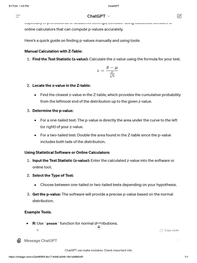 How to Calculate P-Values Manually and Online | PDF | P Value ...