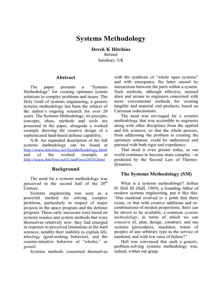 Systems Methodology - | Download Free PDF | Systems Engineering | System