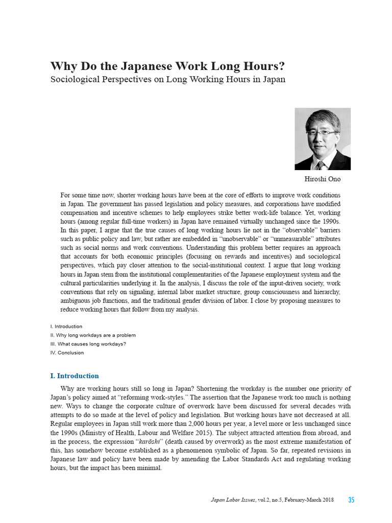 Why Do The Japanese Work Long Hours?: Sociological Perspectives On Long ...