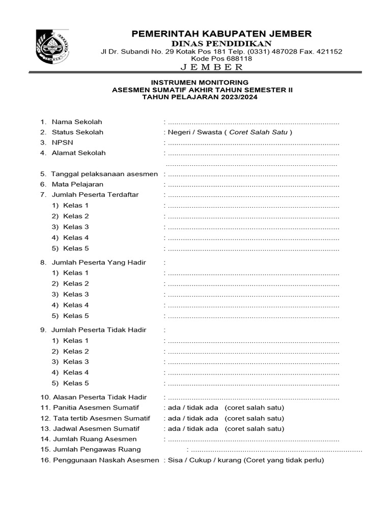 Instrumen Monev ASAT 24 | PDF | Karier & Perkembangan | Komputer