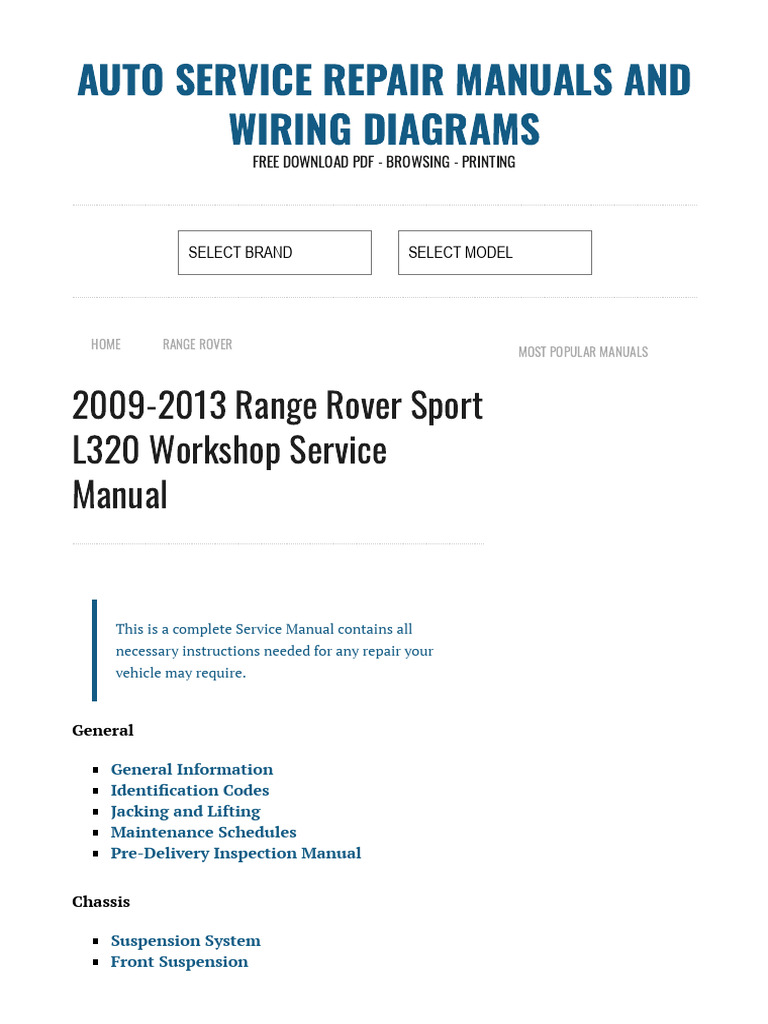 2009-2013 Range Rover Sport Manual | PDF | Diesel Engine | V8 Engine