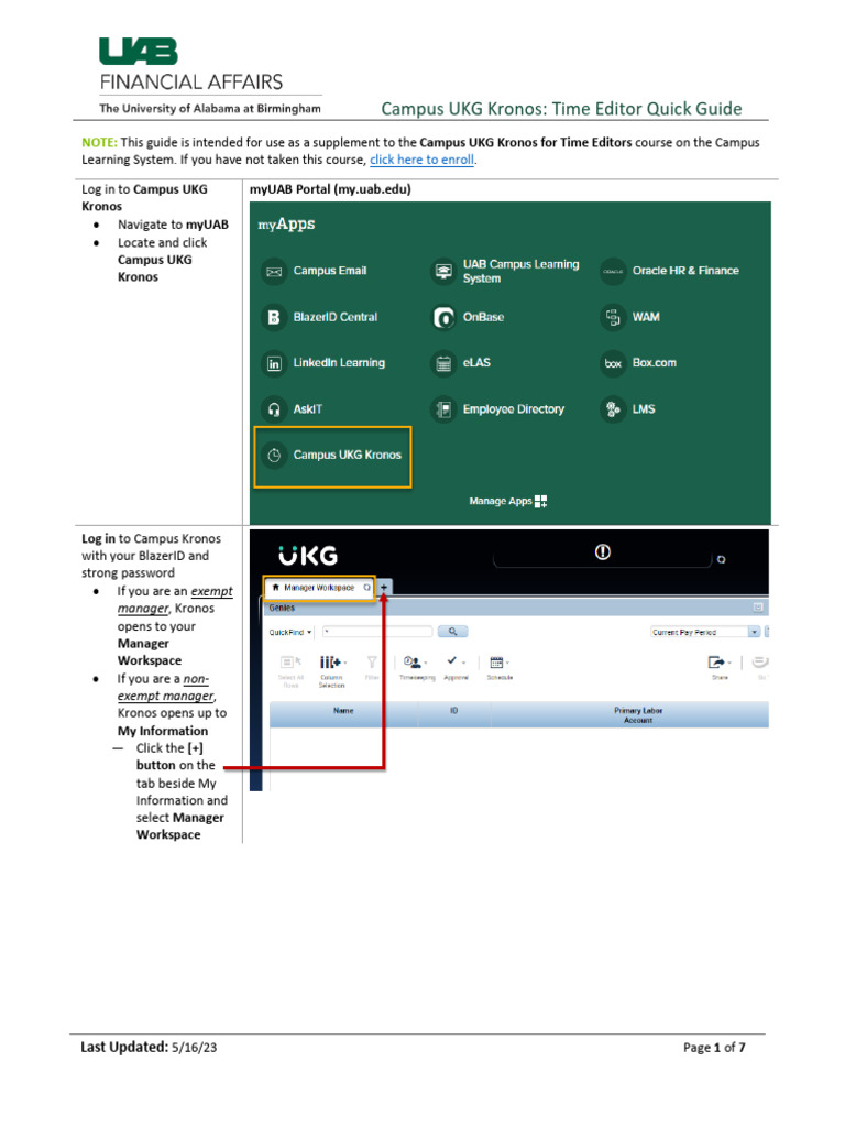 Campus Kronos Time Editors Quick Guide | PDF | Computing | Software