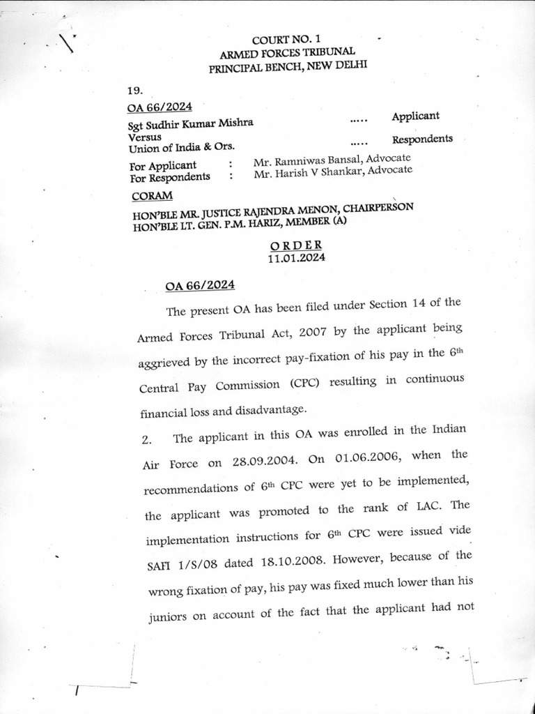 AFT Pay Fixation 11.1.24 6CPC | PDF