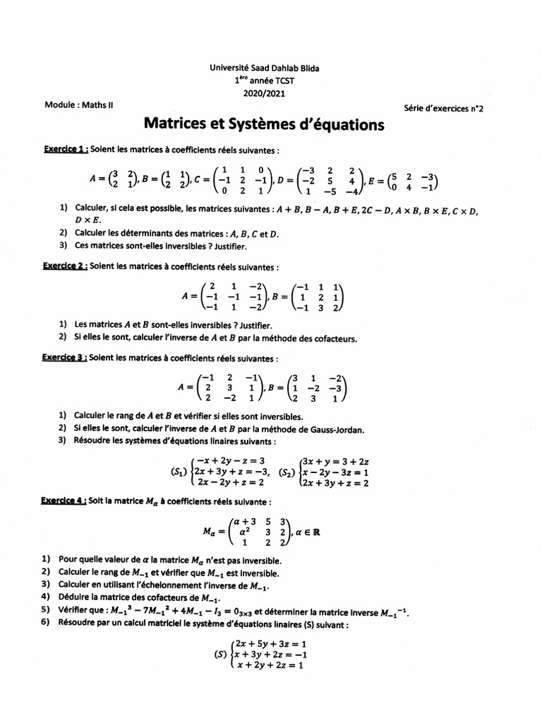 Math2 Série N°2 | PDF
