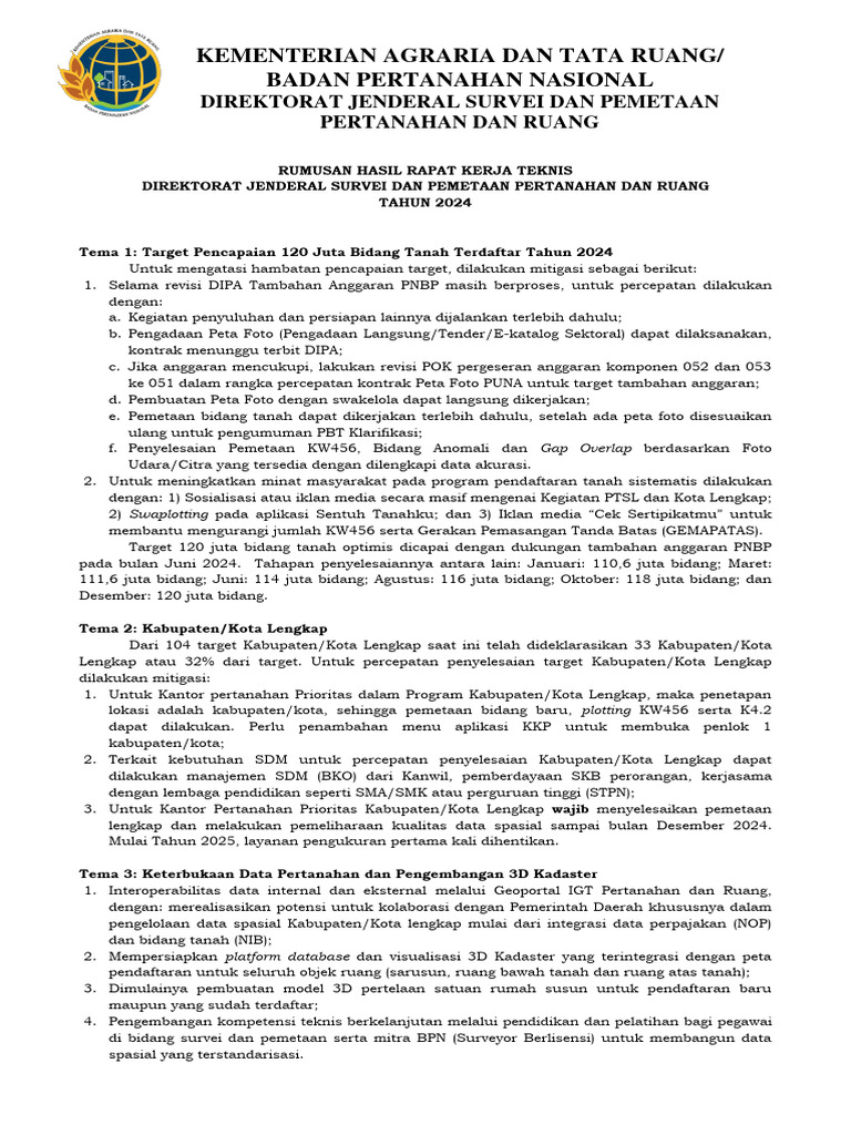 Rumusan Hasil Rakernis SPPR 2024 | PDF | Pengelolaan Keuangan & Uang ...