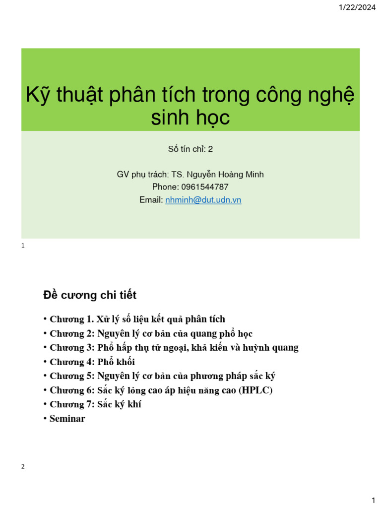 Giới Thiệu Học Phần KTPT Trong CNSH | PDF