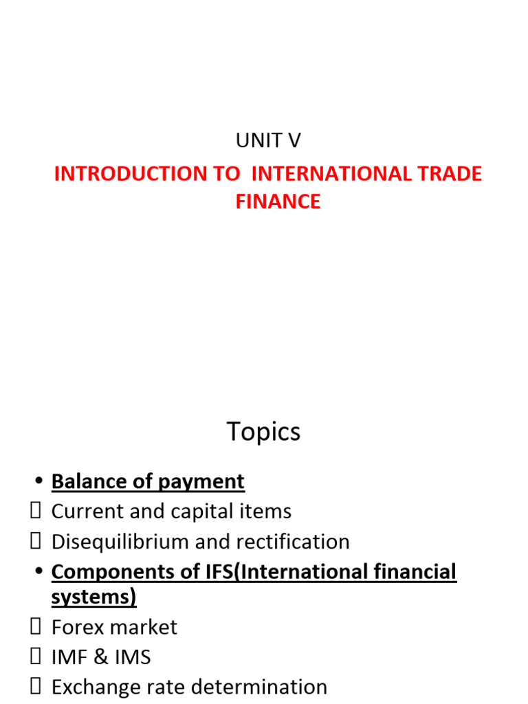 Introduction to International Trade Finance | PDF | Exchange Rate | Bretton Woods System
