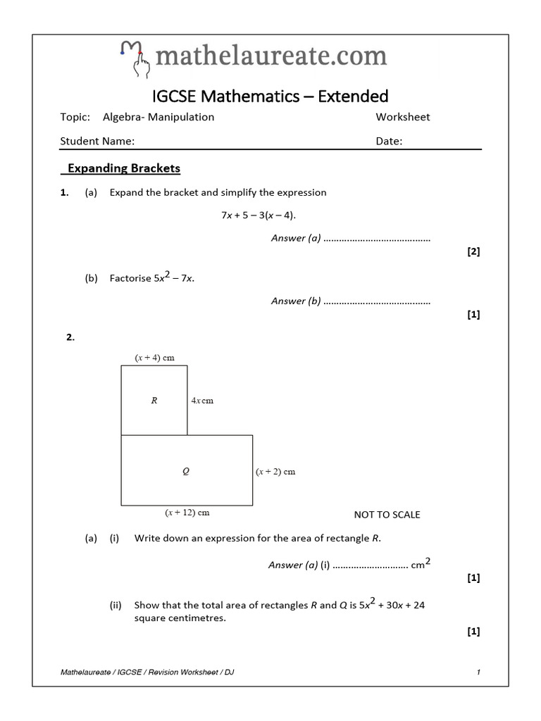 Igcse Algebra Manipulation | PDF | Mathematics | Algebra