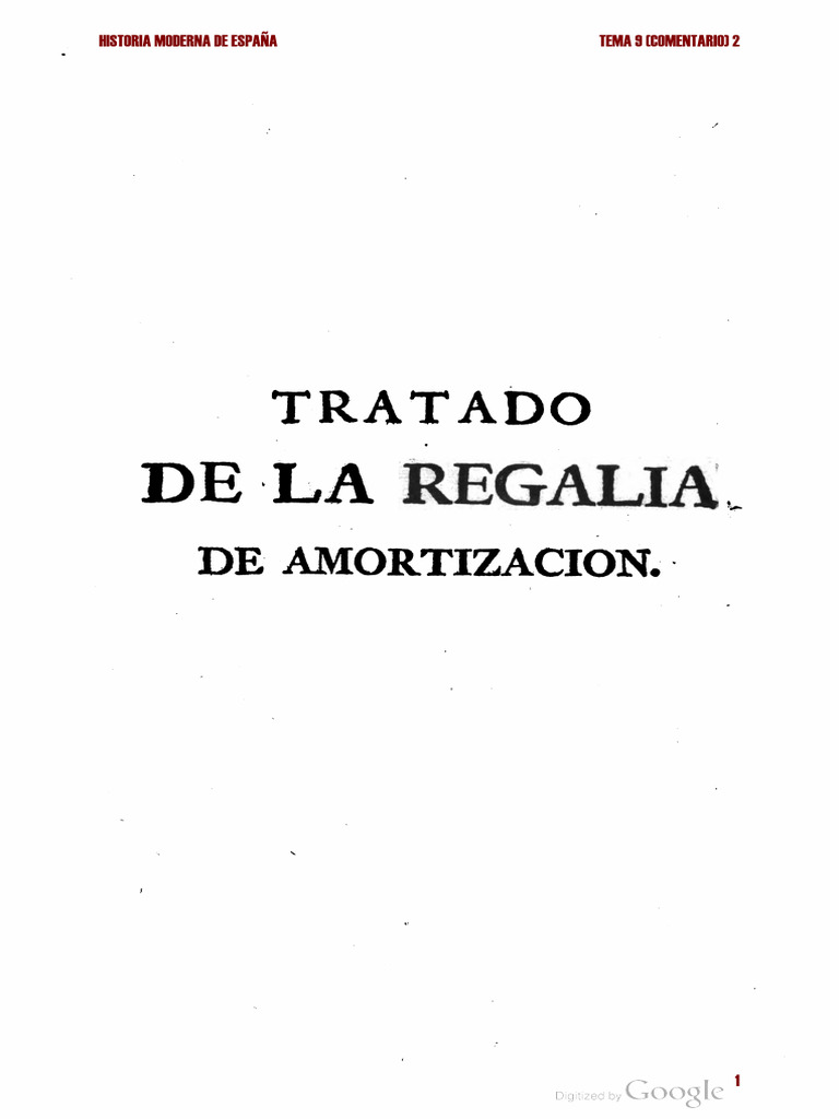 TEMA 9 (Tratado de la Regalía de la Amortización) | PDF | España | Iglesia Católica
